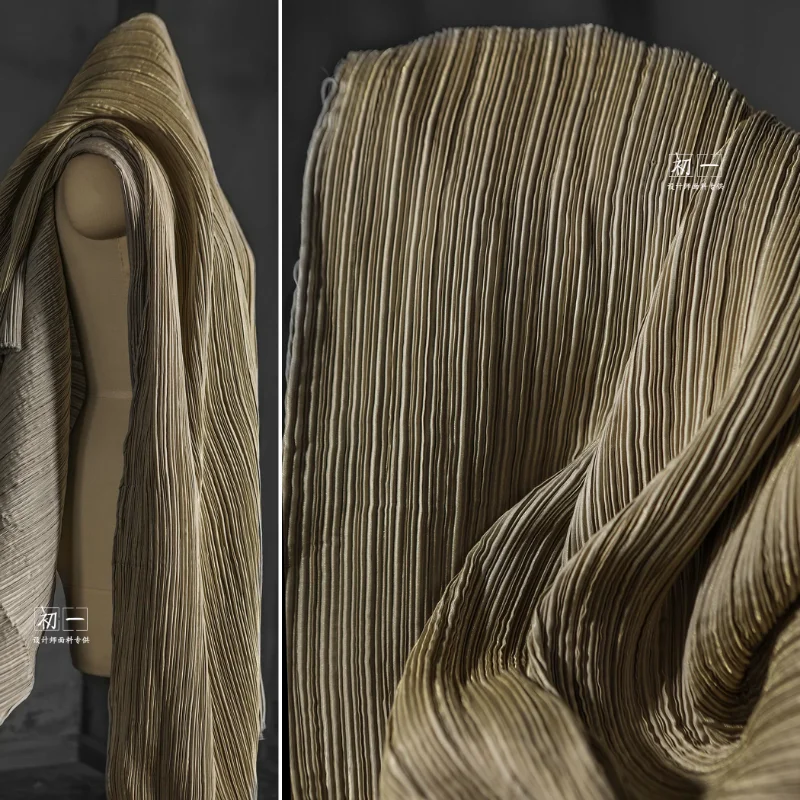 Golden-Light-Dual-Color-Satin-Texture-Folding-Crushed-Fabric-Pleated ...