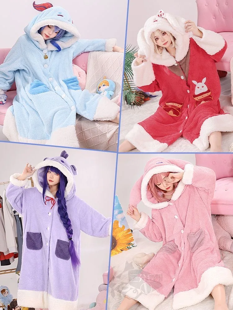 Genshin Impact Yae Miko Beelzebul Klee Ganyu Cosplay Pajamas Winter ...