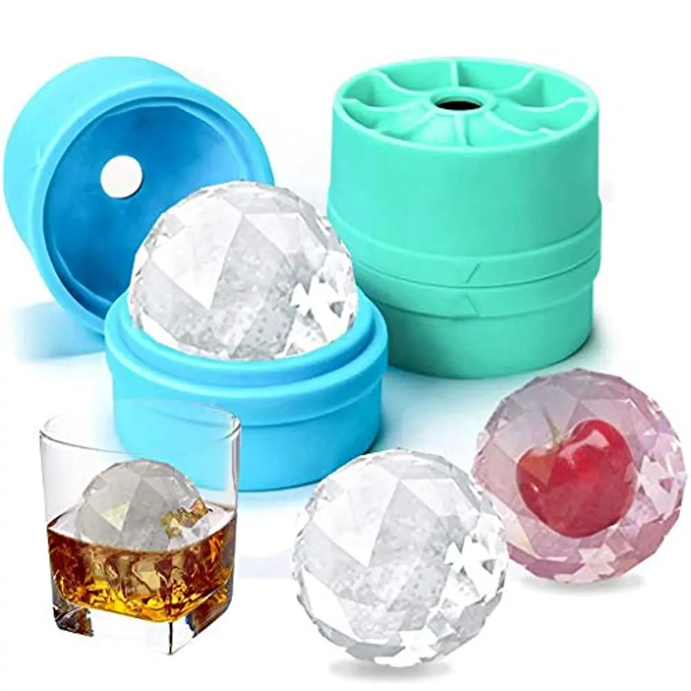 2-Pack-Ice-Cube-Tray-Diamond-Ball-Shape-Ice-Trays-Food-grade-Silicone ...