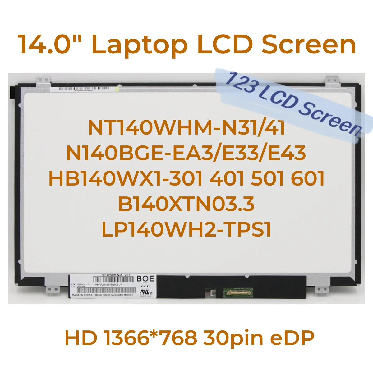 14-0-Laptop-LCD-Screen-NT140WHM-N31-41-N140BGE-EA3-E33-E43-HB140WX1-301 ...