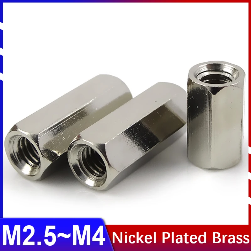 M2-5M3M4-Nickel-plated-Brass-Double-pass-Hexagonal-Flat-Head-Hollow ...