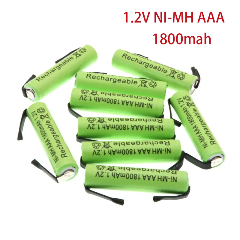 Ni-Mh 1.2V AAA Rechargeable Battery Cell, 1800mah, with Solder Tabs for Philips Braun Electric ...