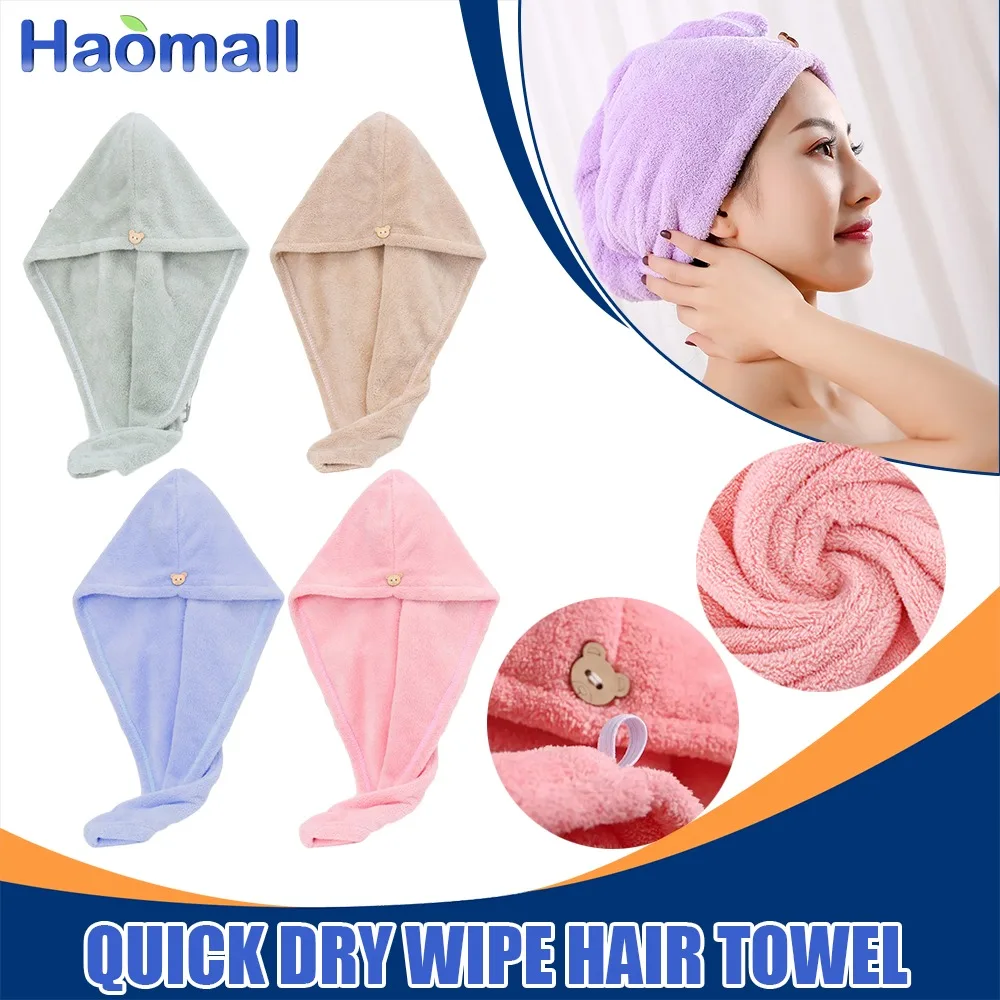 Women-Microfiber-Hair-Towel-Cap-Hat-Bath-Hat-Solid-Towel-Cap-Super ...