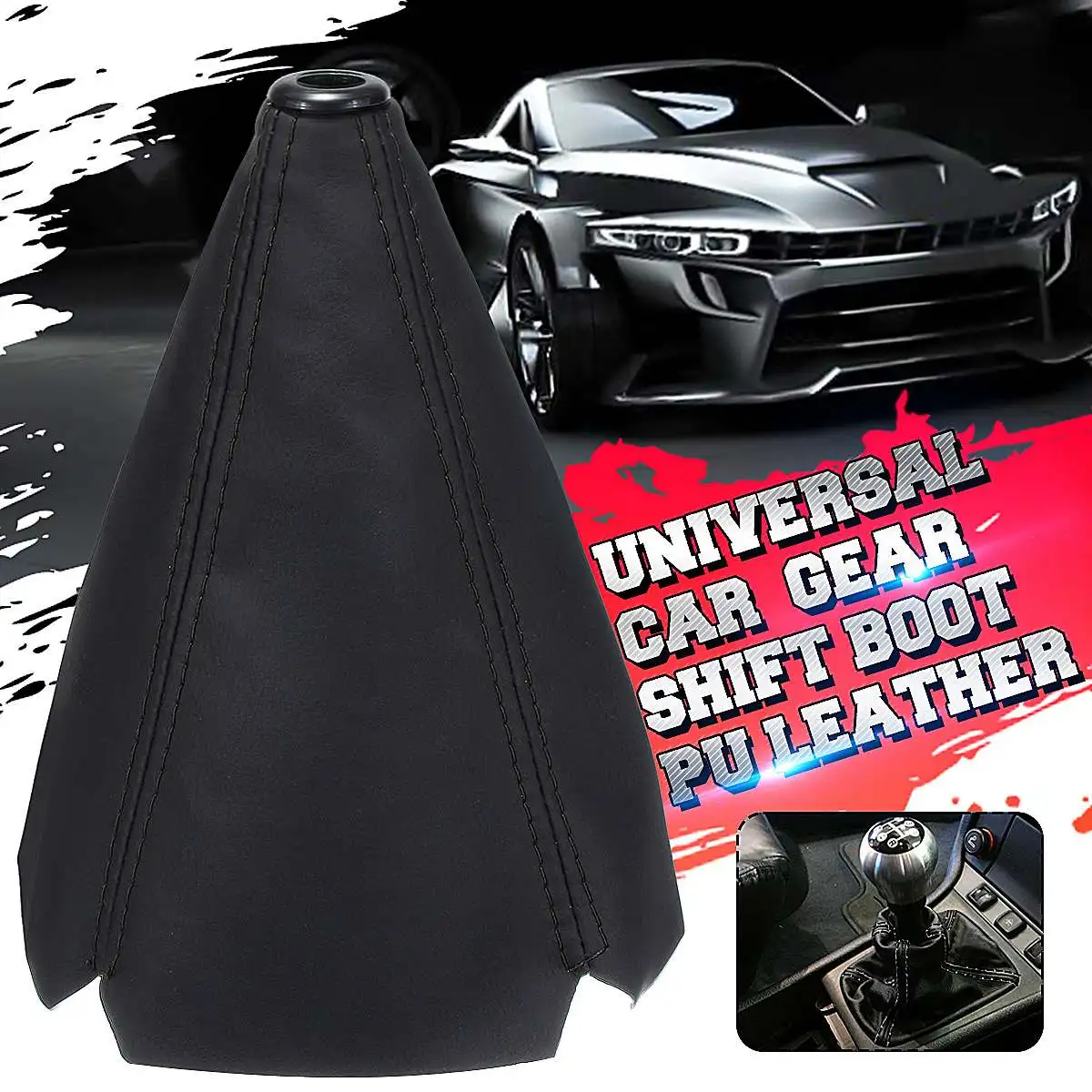 1X 16mm Universal Leather Car Gear Shift Collars Auto Manual Stick ...