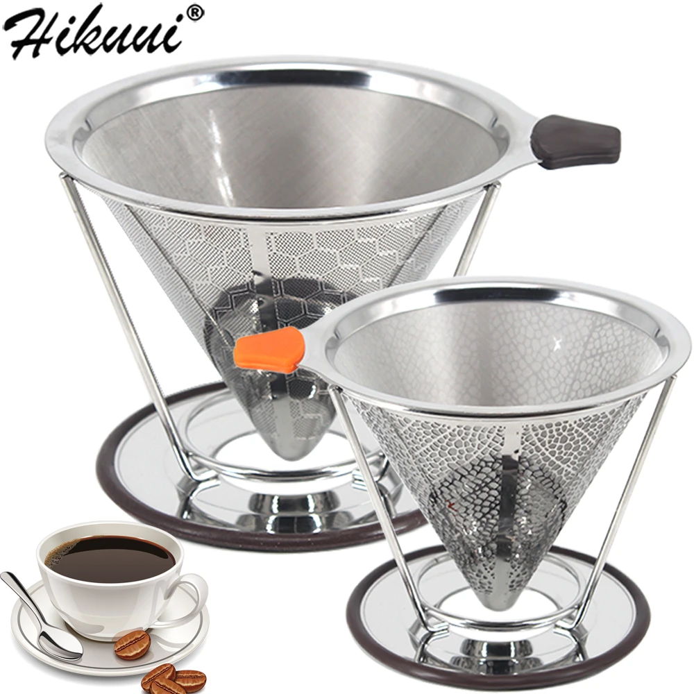 Double Layer Coffee Filter 304 Stainless Steel Drip Coffee Holder ...