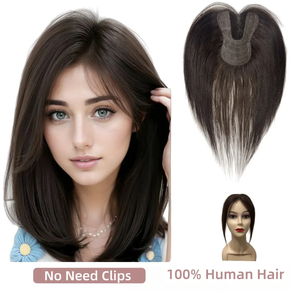 Upgraded No Clip Magic Paste Hair Toppers For Women 100% Human Hair ...