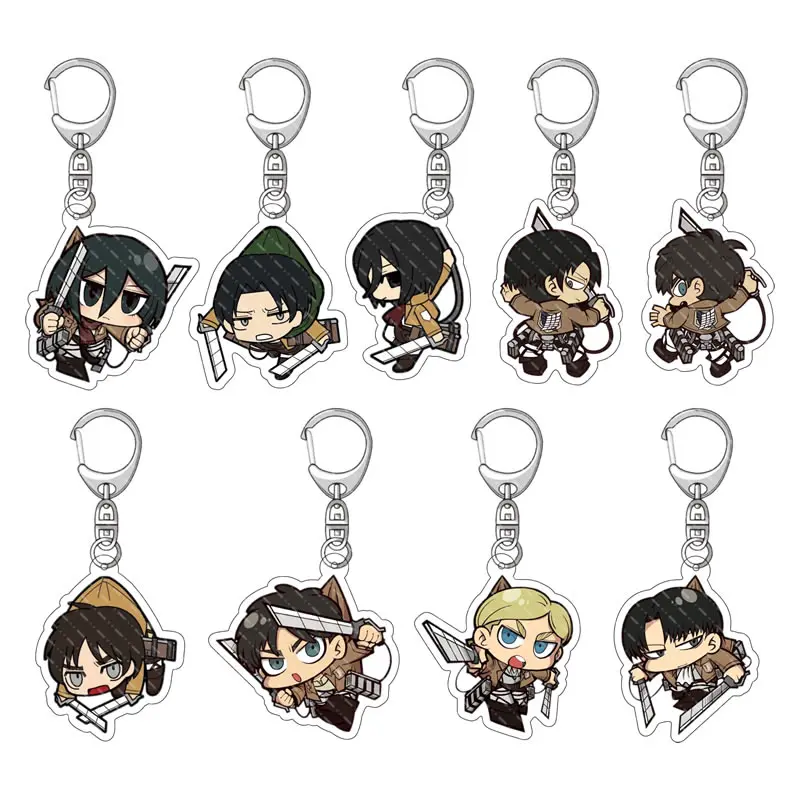 Anime Attack on Titan Keychain Shingeki no Kyojin Cartoon Key Ring ...