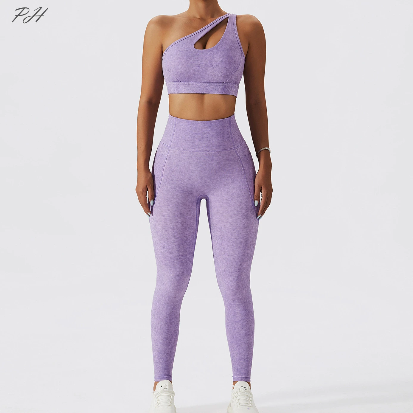 Seamless Yoga Set Women Workout Outfits Sexy One Shoulder Sport Bra ...