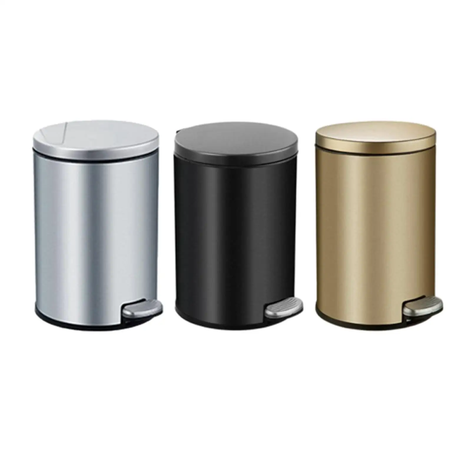 Foot-Pedal-Trash-Can-with-Lids-Hands-Free-Stainless-Steel-Waste-Basket ...
