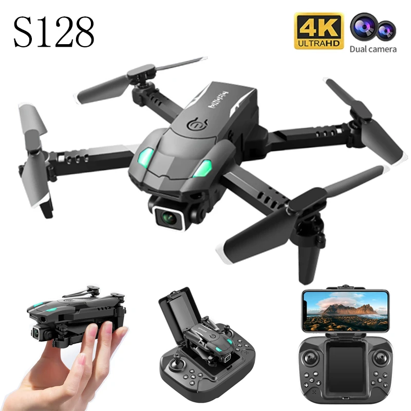 Mini Dron S128 4K, cámara Dual HD, tres caras, evitación de obstáculos ...