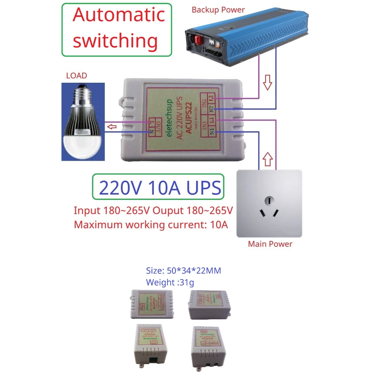 220V-10A-UPS-Module-50-60HZ-Automatic-Power-Transfer-Switch-for ...