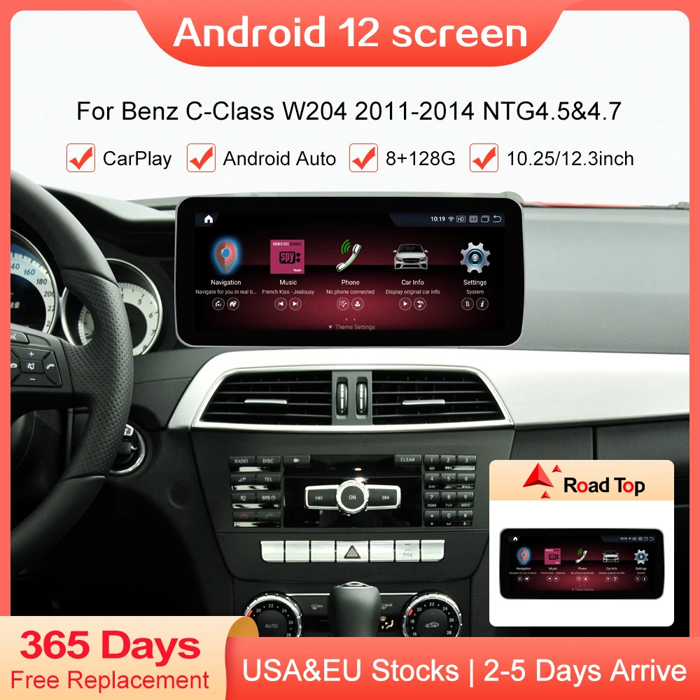 Android-12-Car-Multimedia-Player-For-Mercedes-Benz-C-Class-W204-2011 ...