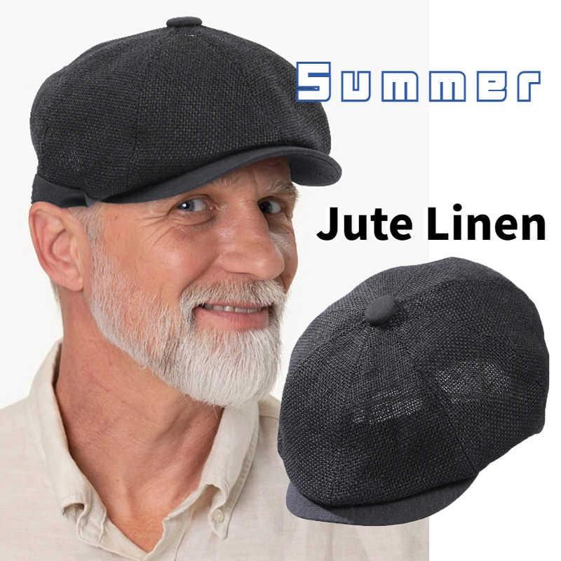 Summer-Jute-Linen-Berets-Hats-for-Men-Breathable-Newsboy-Caps-Boina ...
