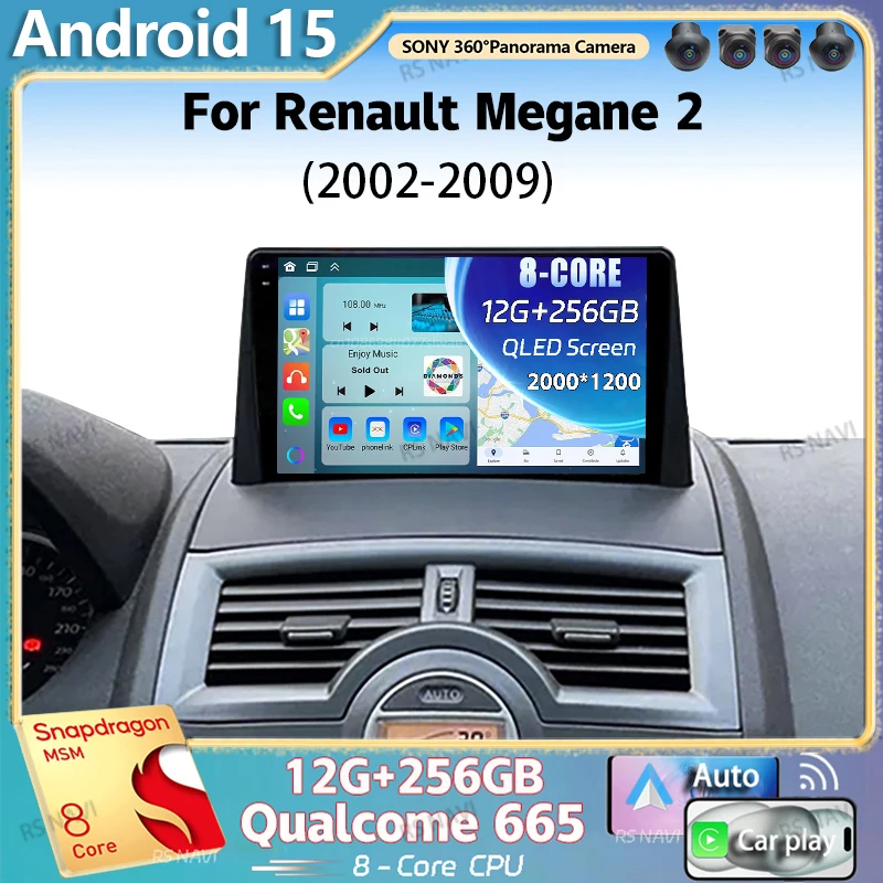 Android 15 For Renault Megane 2 2002 - 2009 2K QLED Android Car Radio ...