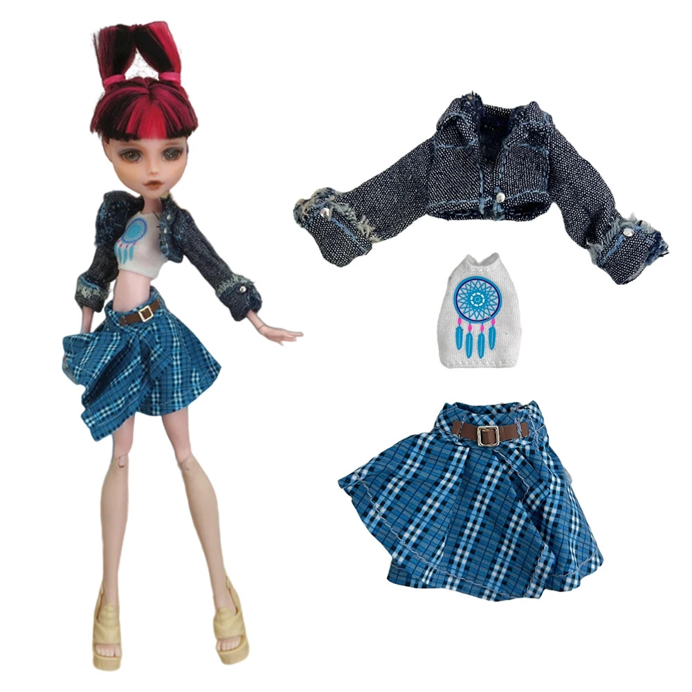 1 Set Outfits For Monstering High Doll Blue Skirt Coat Bratzing Dress ...