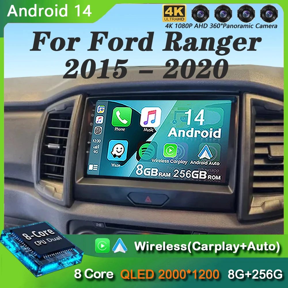 Android-14-Car-Radio-Stereo-QLED-Screen-For-Ford-Ranger-2015-2016-2017 ...