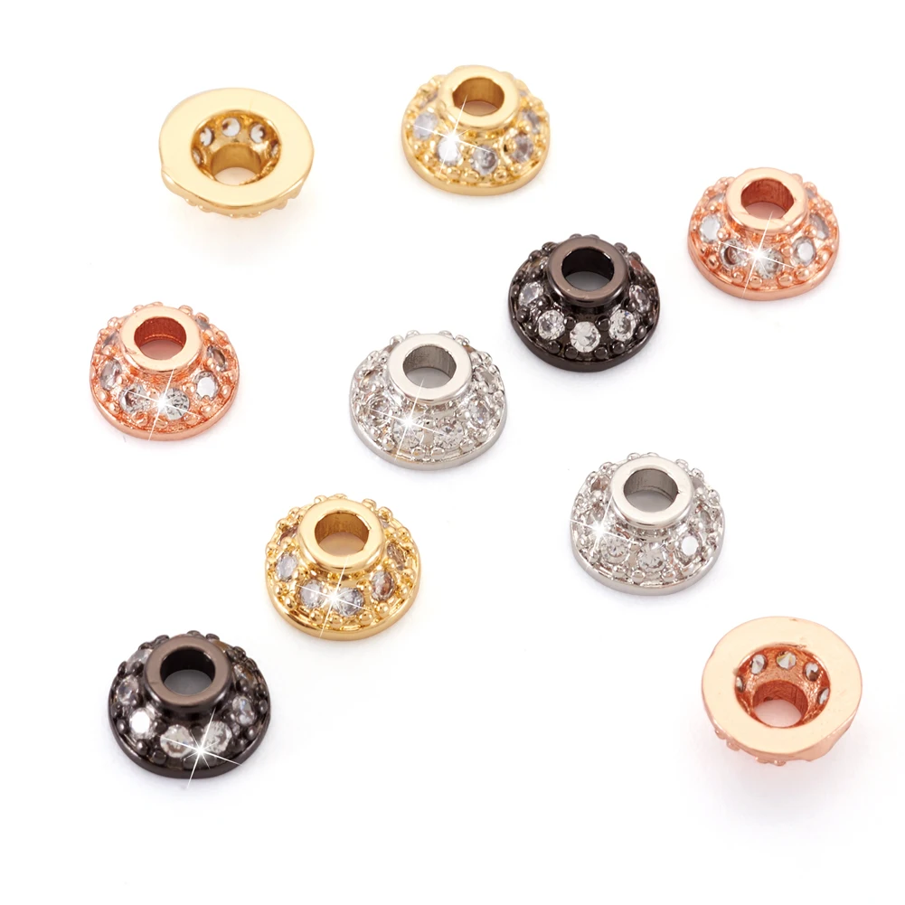 10pc Brass Crystal Cubic Zirconia Bead Cap Metal Flower End Caps for ...