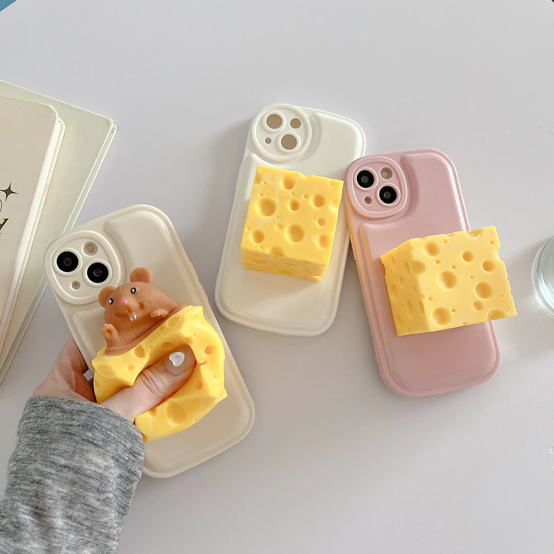 Squishy-3D-Toys-Mouse-Cheese-Phone-Case-for-iPhone-13-12-11-14-Pro-Max ...