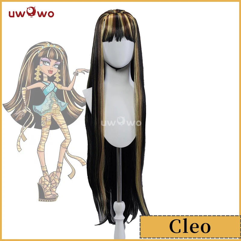 UWOWO-Peluca-de-Cosplay-Monster-High-G1-Cleo-pelo-largo-negro-y-rosa ...