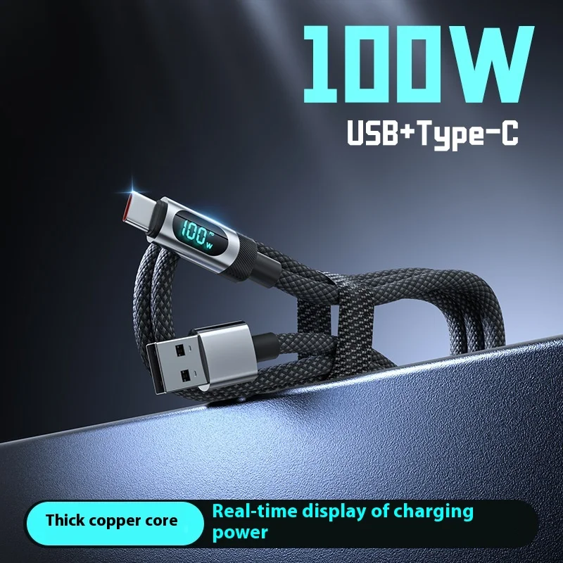 100W intelligent digital display Fast Charging USB Type C Cable Digital ...