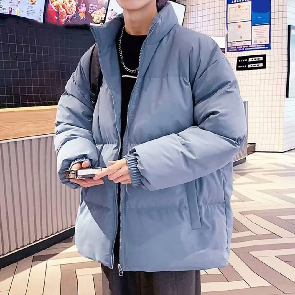 Men-Cotton-Padded-Coat-Stand-Collar-Long-Sleeve-Zipper-Placket-Thickened-Jacket-with-Side ...