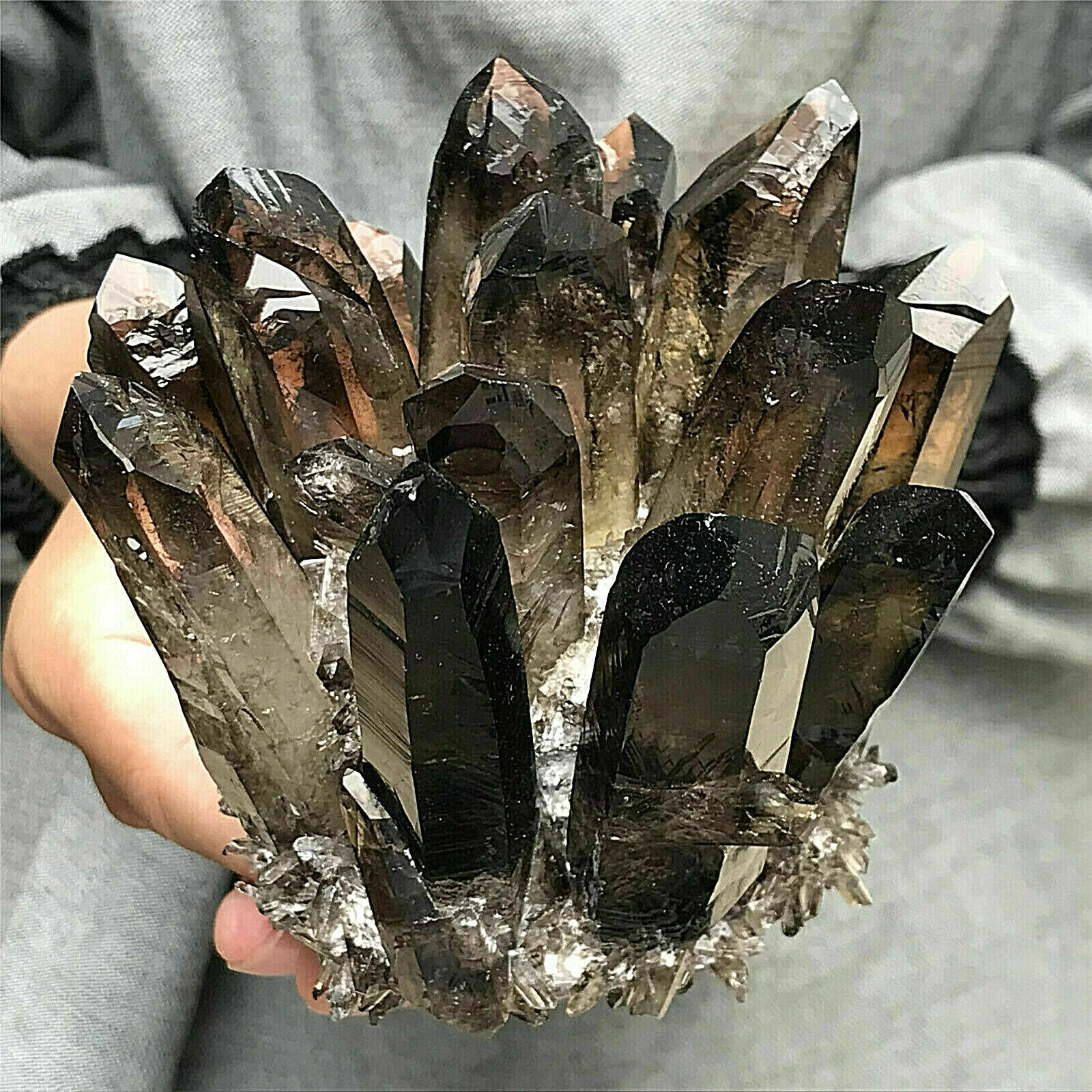Beautiful Natural Black Smoky Quartz Crystal Cluster Mineral Healing ...
