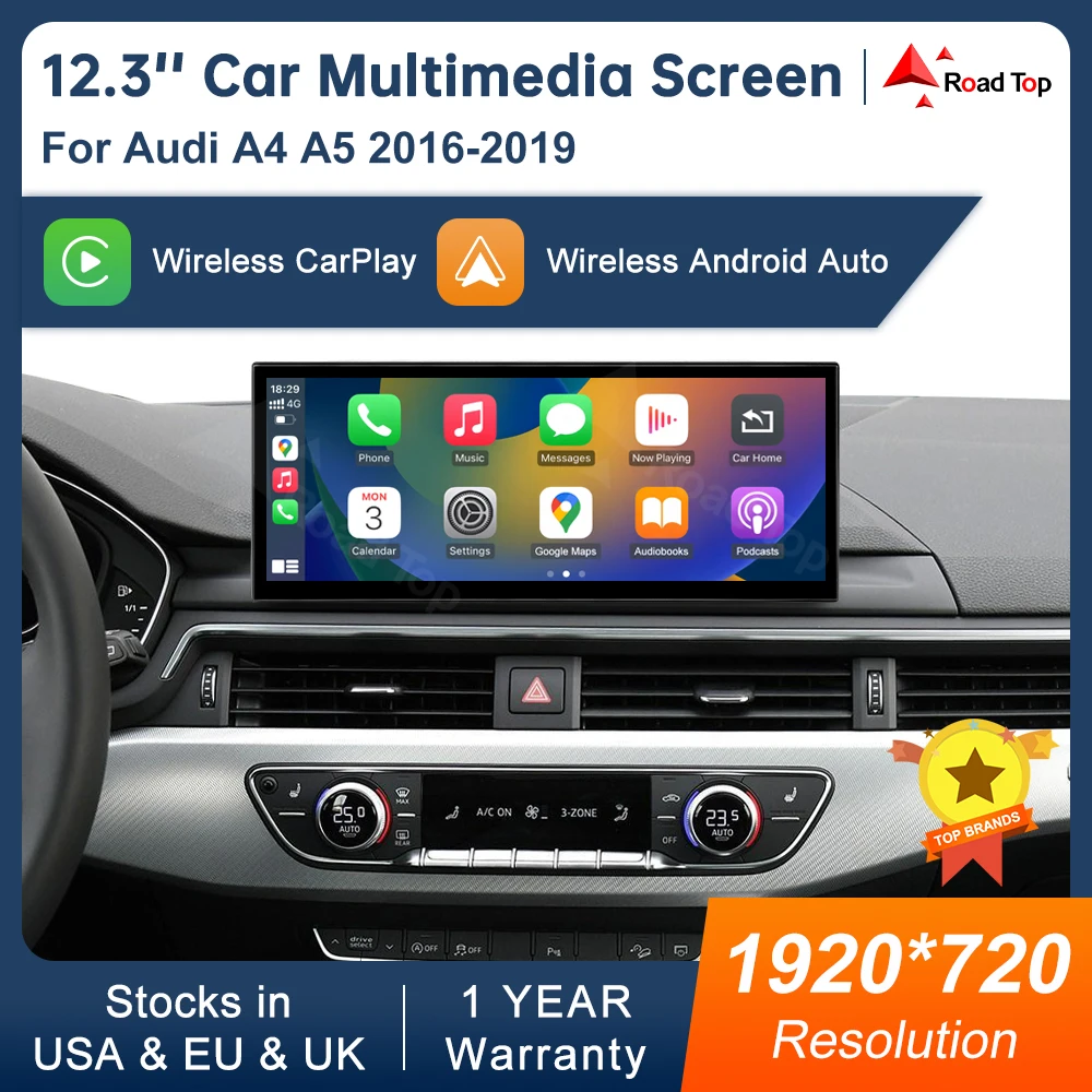 Écran tactile multimédia 12.3 pouces pour Audi A4 S4 A5 S5 2014 – 2019 ...