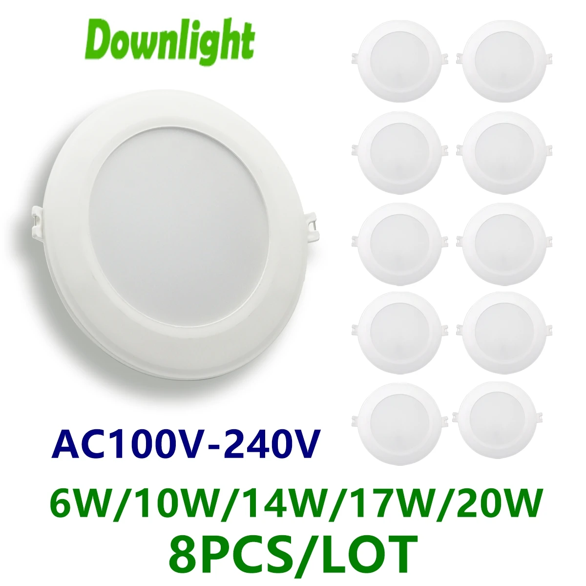 8PCS-LED-downlight-celling-lamp-AC100V-240V-6W-24W-flicker-free ...