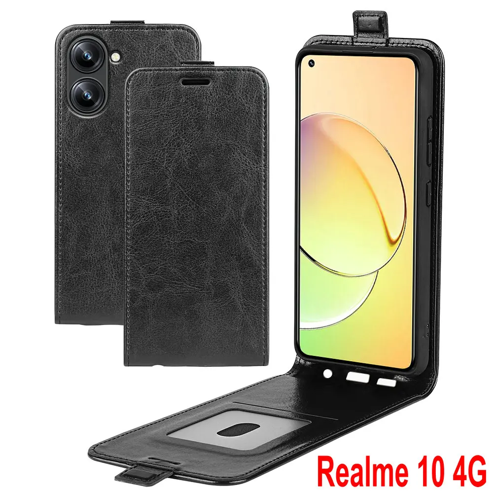 Realme 10 4G RMX3630 Realme10 Pro+ Flip Vertical Leather Case Retro ...