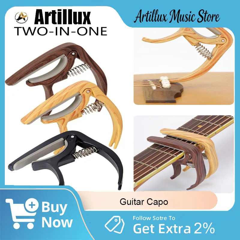 Artillux Guitar Capo Universals 2 in 1 ABS+Metal Adjustable Clip On ...