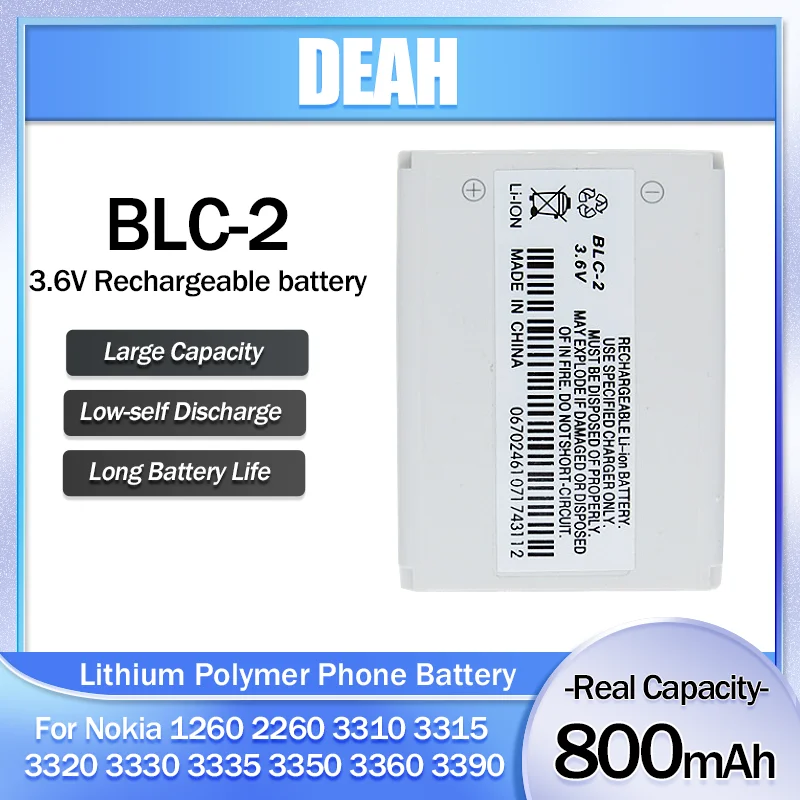 1pcs 800mAh BLC-2 BLC 2 Replacement Mobile Phone Battery For Nokia 3310 3330 3410 3510 3510i ...