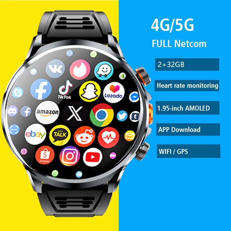 2025 NEW Smart Watch 4G Android 1.95 inch IPS 360*360 Screen With 200W ...