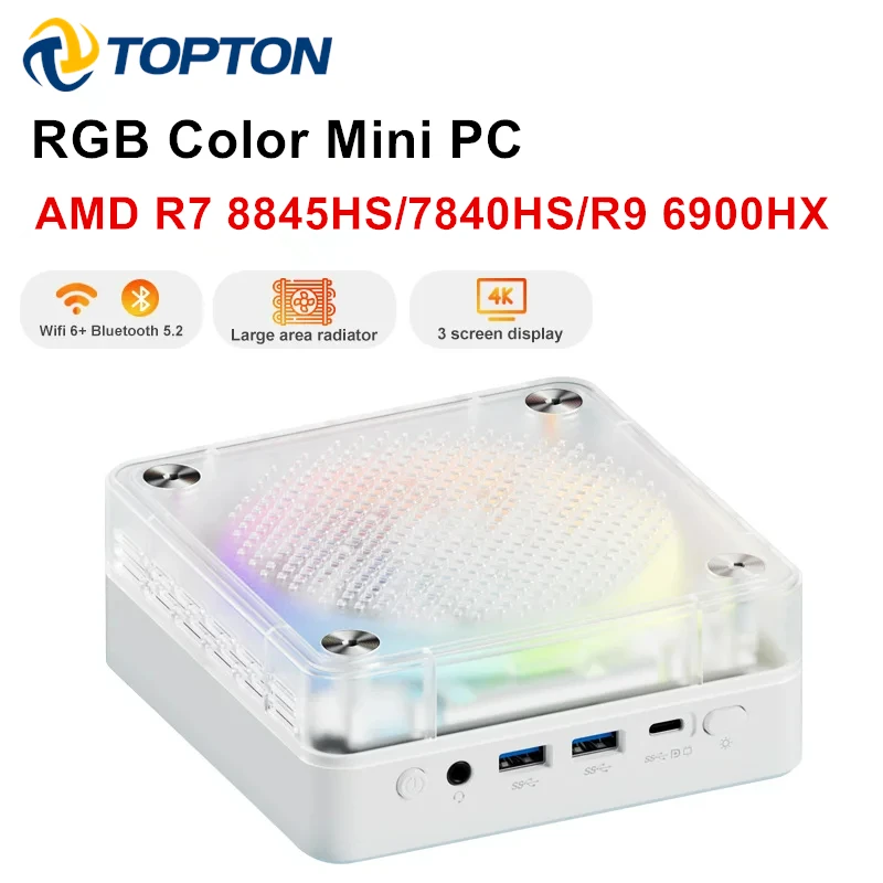 Topton-RGB-Color-Mini-PC-AMD-Ryzen-7-8845HS-7840HS-6900HX-Windows-11 ...
