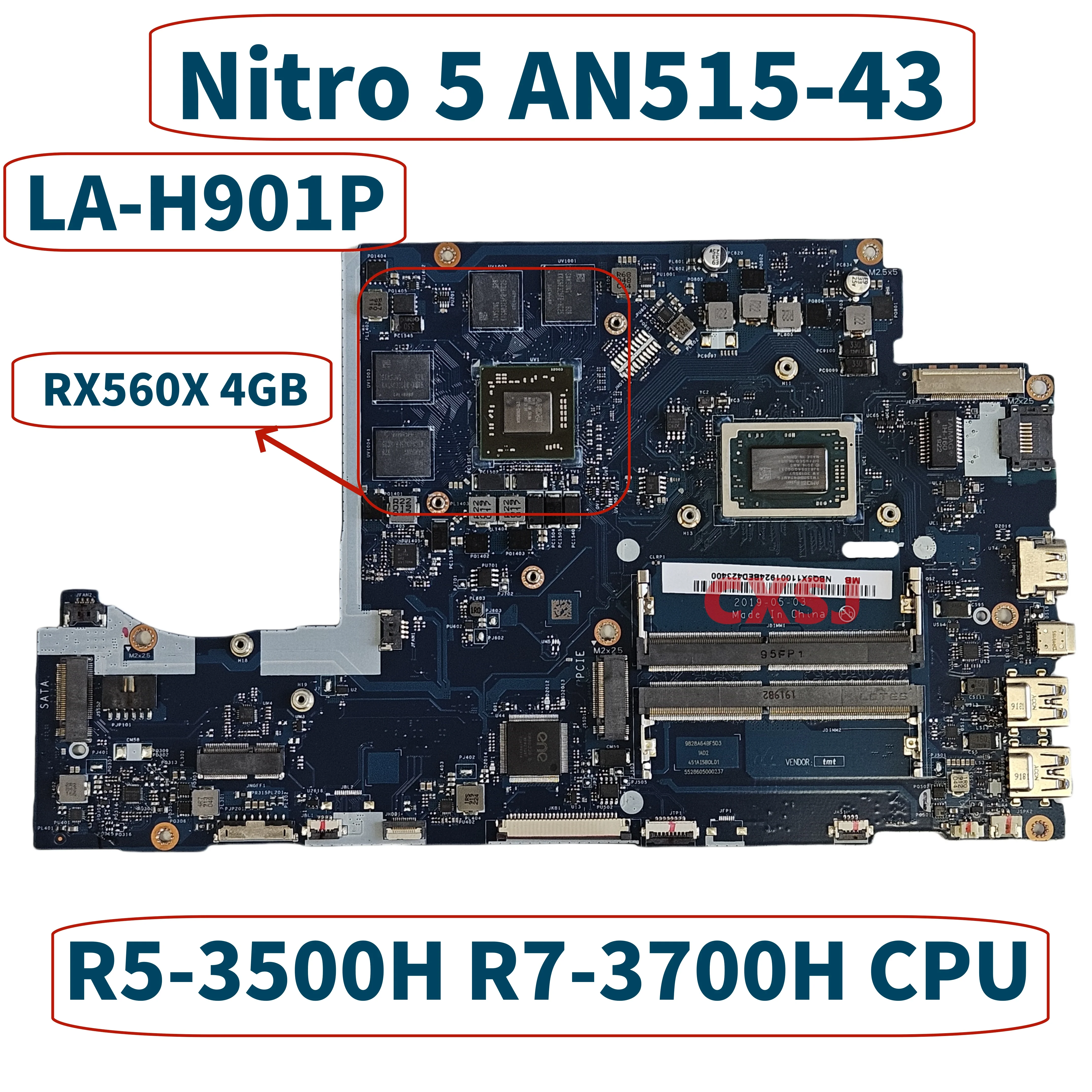 FH50P-LA-H901P-For-Acer-Nitro-5-AN515-43-Laptop-Motherboard-With-R5 ...