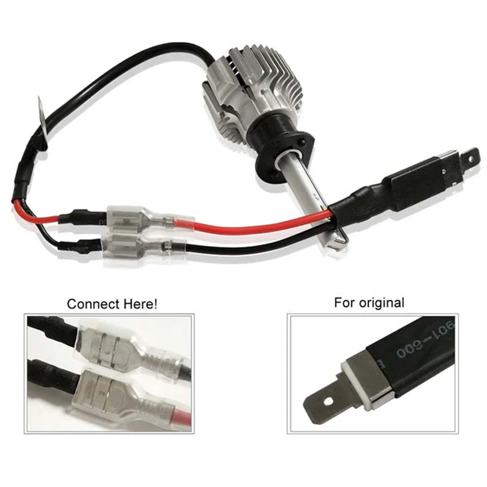 2Pcs LED H1 LED Replacement Bulb Single Converter Wiring Connector ...