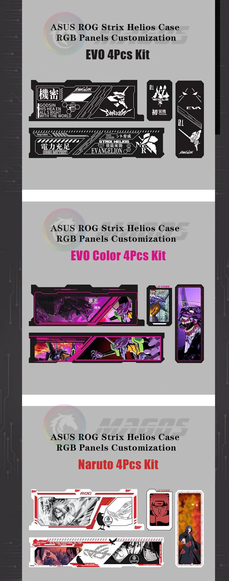 ASUS ROG Strix Helios Case RGB Panels 4Pcs/Kit EVA Comic Themes ...