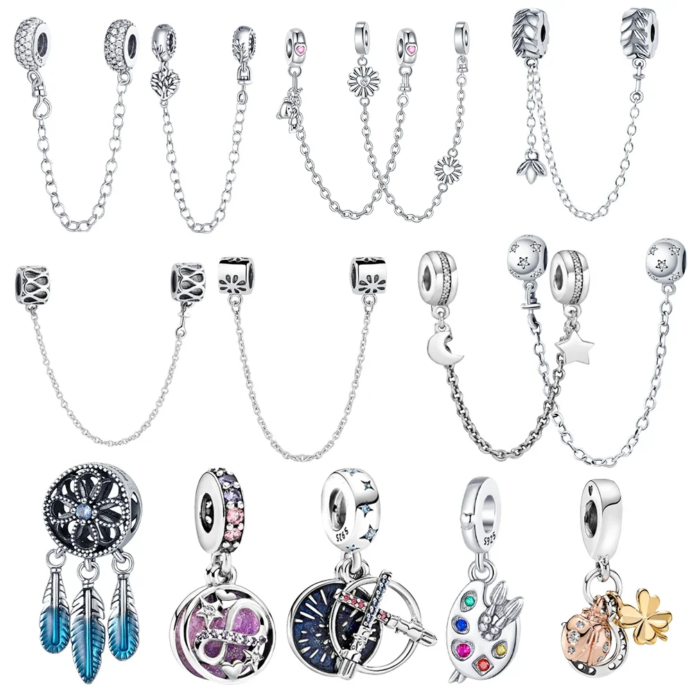9-Models-Safety-Chain-Charms-Fit-Pandora-925-Original-Bracelets-Charms ...