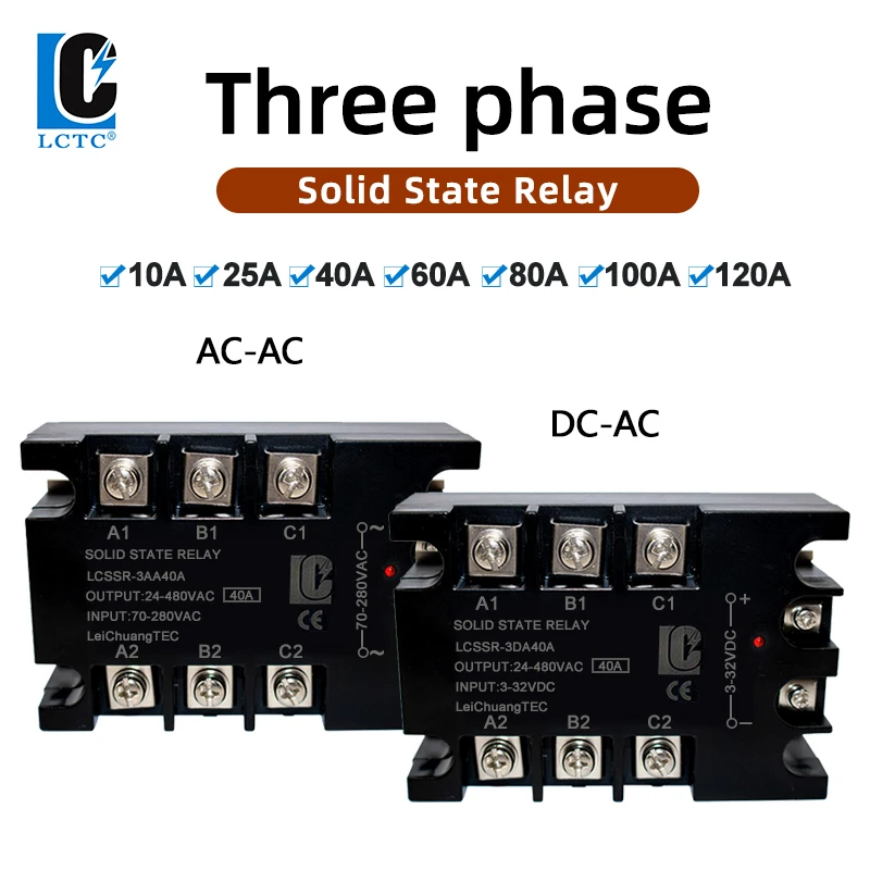 삼상 솔리드 스테이트 릴레이 10A 25A 40A 60A 80A 100A 120A DC 제어 AC 3 상 SSR 25DA 40DA 380VAC|릴레이| - AliExpress