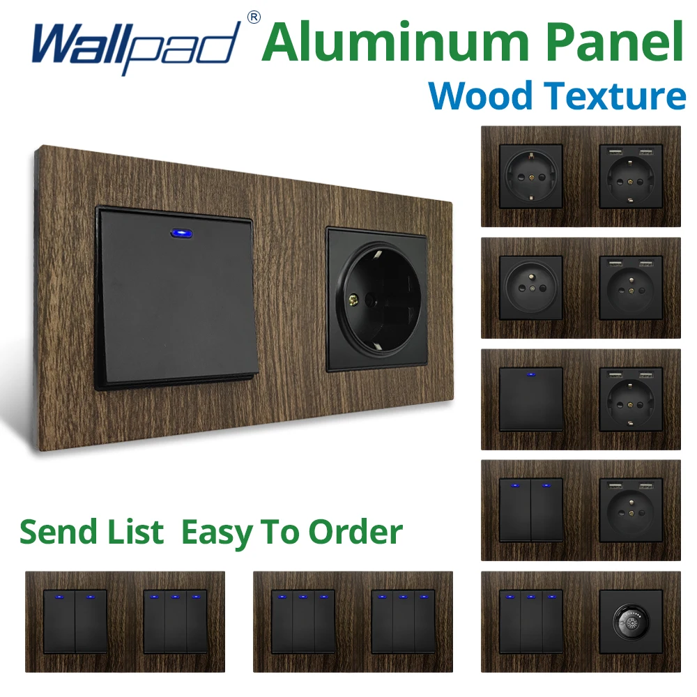 Wallpad-Panel-de-aluminio-de-2-v-as-interruptor-de-luz-de-pared-con ...