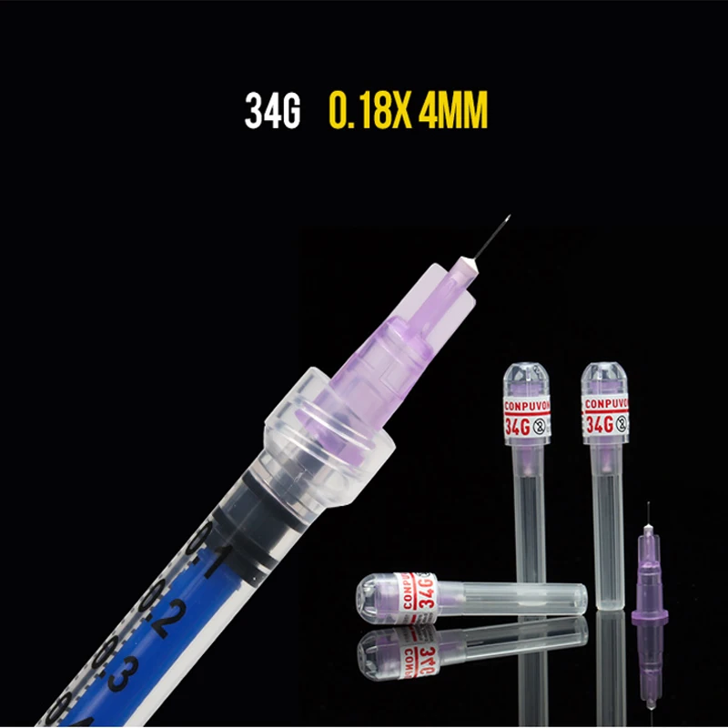 34G 4mm Needle Piercing Transparent Syringe Injection skin prick glue Clear Tip ...