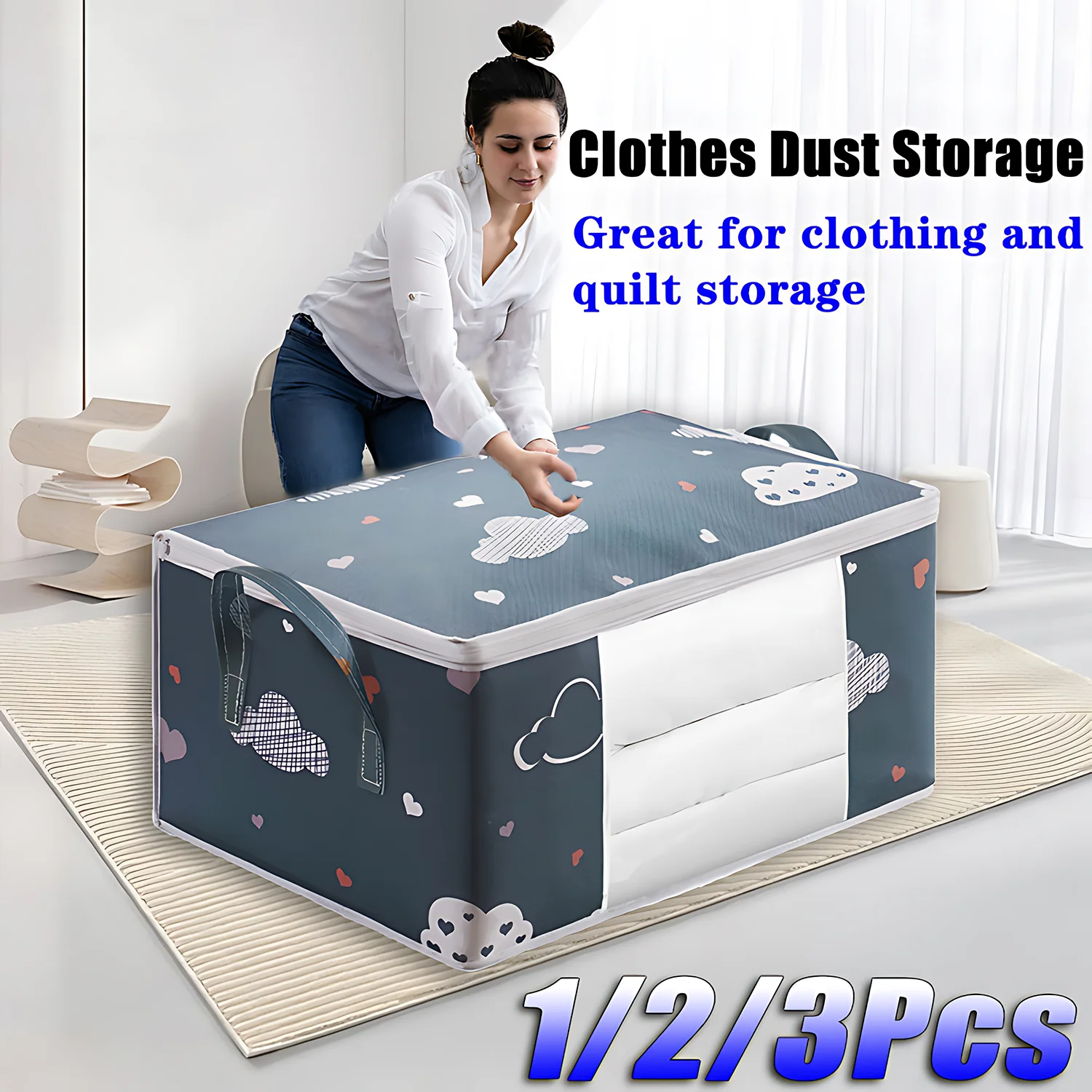 1-2-3PCS-Storage-Box-Clothes-Quilt-Storage-Box-Large-Capacity-Moisture ...