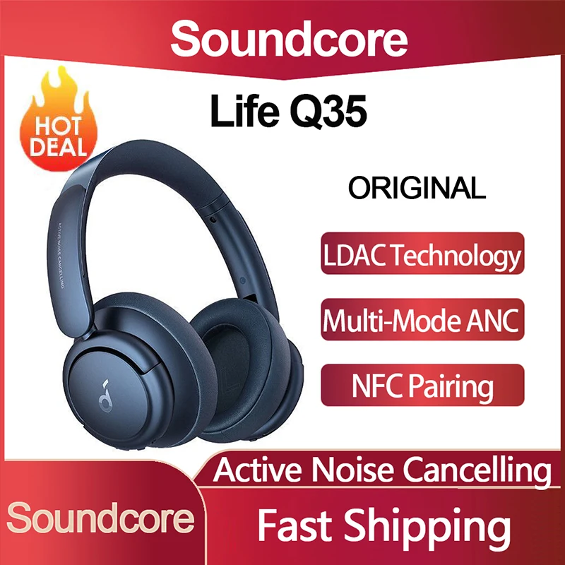 Soundcore Life Q35 Wireless Headset Active Noise Cancellation Bluetooth ...