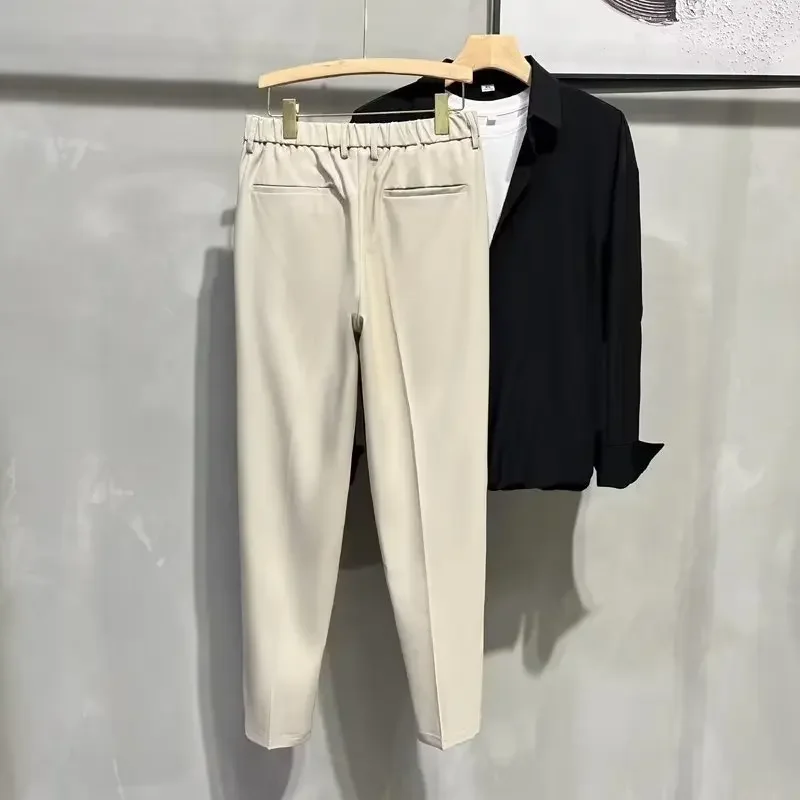 English-Style-Men-Small-Flared-Trousers-Slim-Fit-Straight-Crotch-Design ...