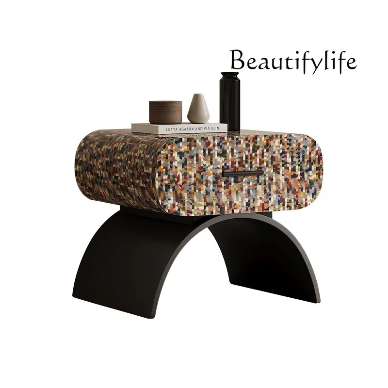 Rainbow bedside table creative mosaic high-end art Italian minimalist ...