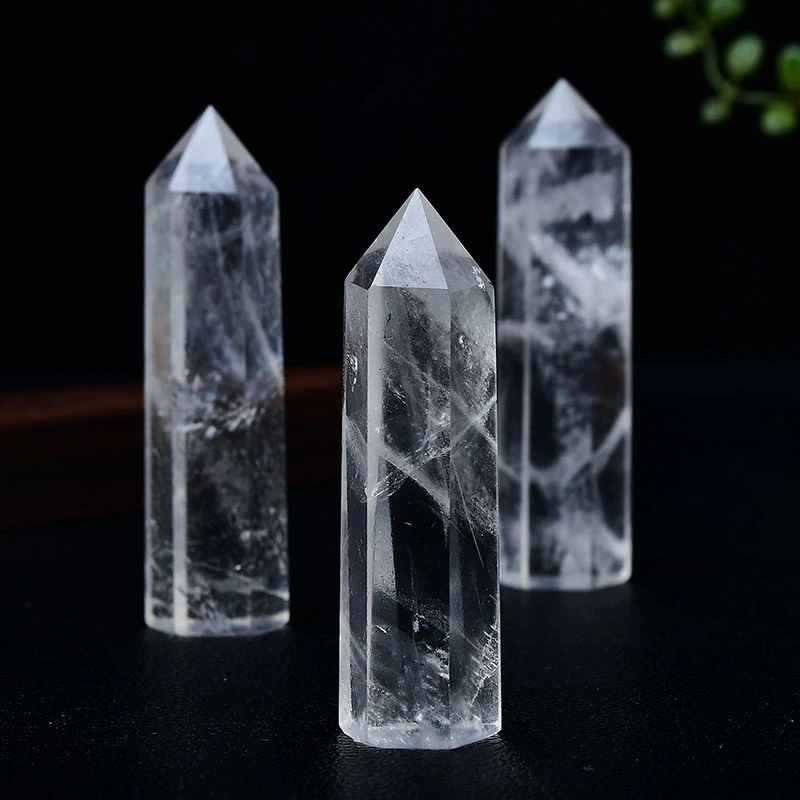 1PC Natural Clear Quartz Column Transparency White Crystal Point ...