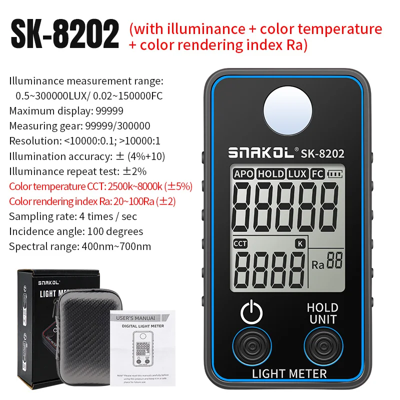 Light Meter Digital Illuminance Meter Handheld Lux Tester LCD 0.5 ...