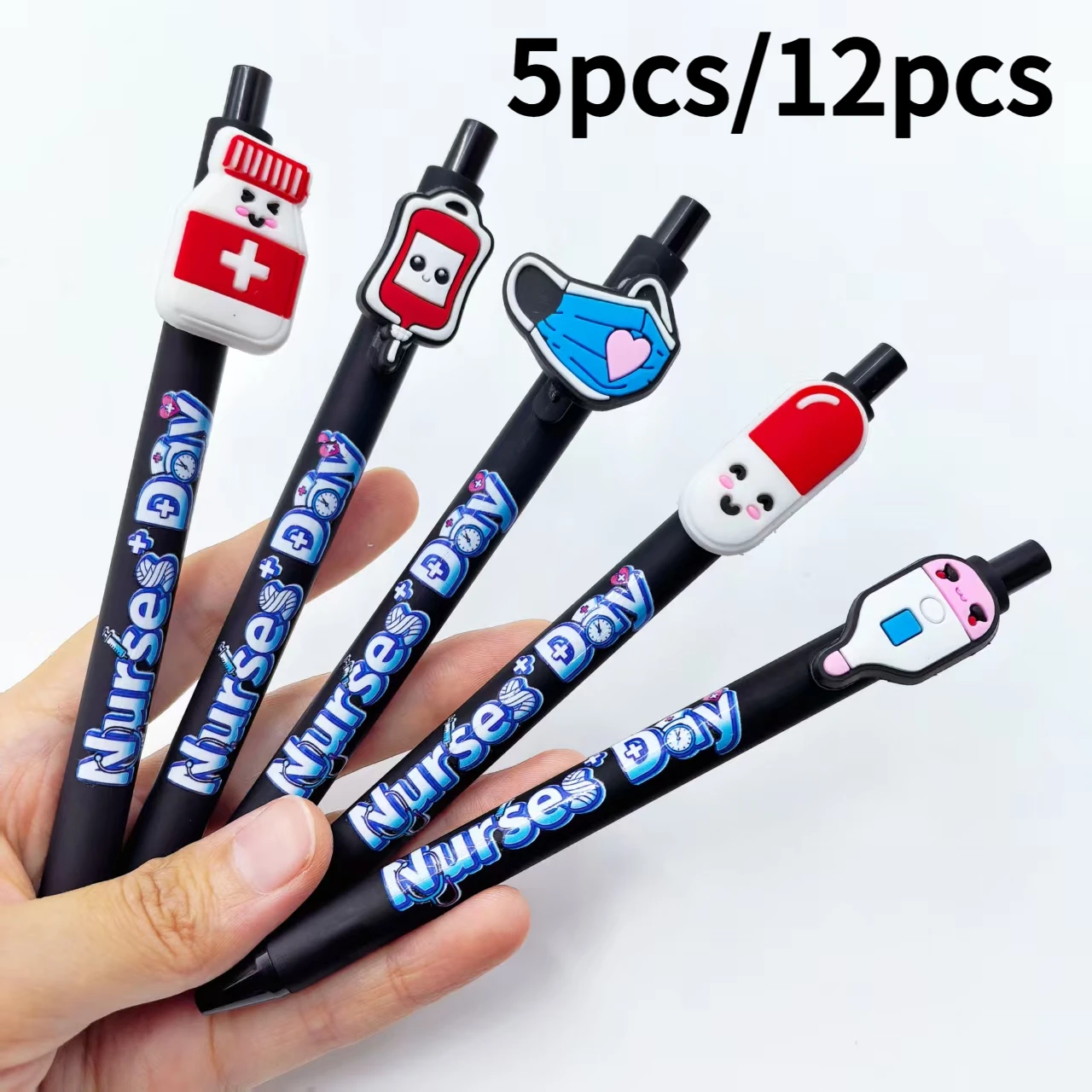 5pcs/12pcs black medical ballpoint pens, special medical record pens ...