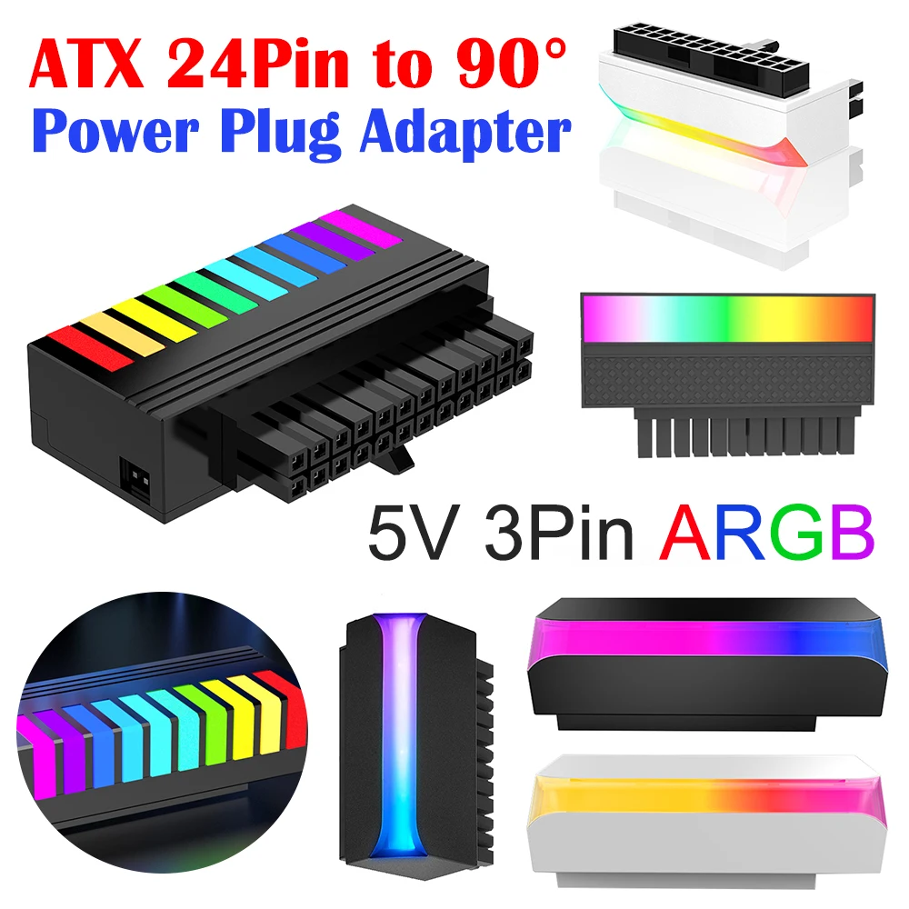 ATX-24Pin-To-90-Power-Plug-Adapter-5V-3Pin-ARGB-Motherboard-Power ...