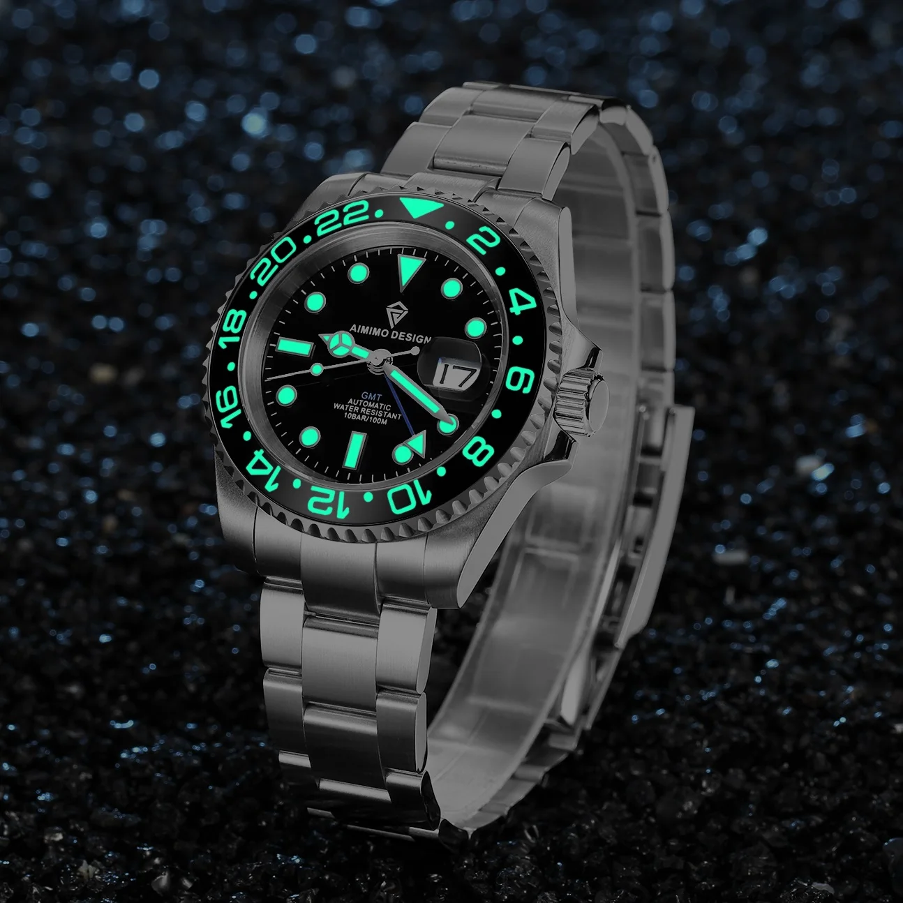 Aimimo Design Gmt Automatic Watch Sapphire Glass 10atm Waterproof Super ...