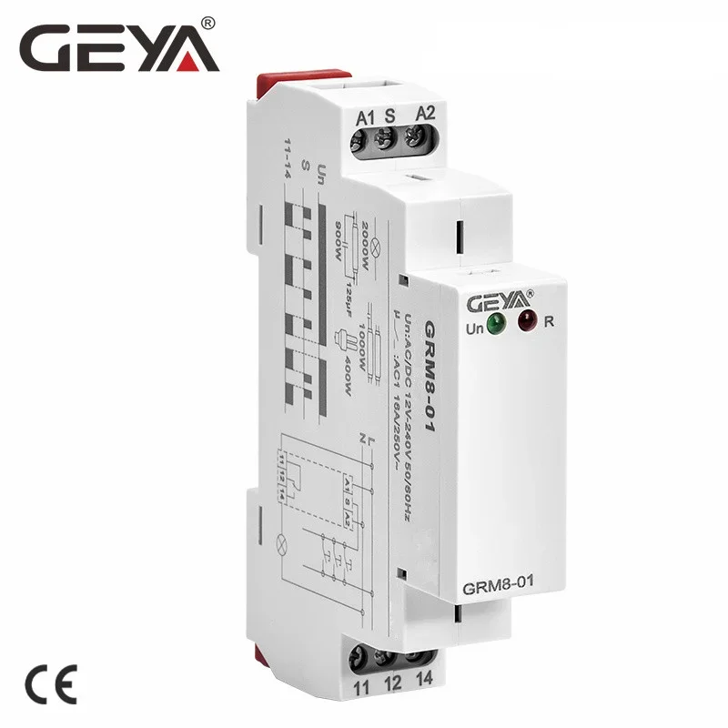 GEYA-Din-Rail-Latching-Relay-220V-Impulse-Relay-DC12V-24V-16A ...